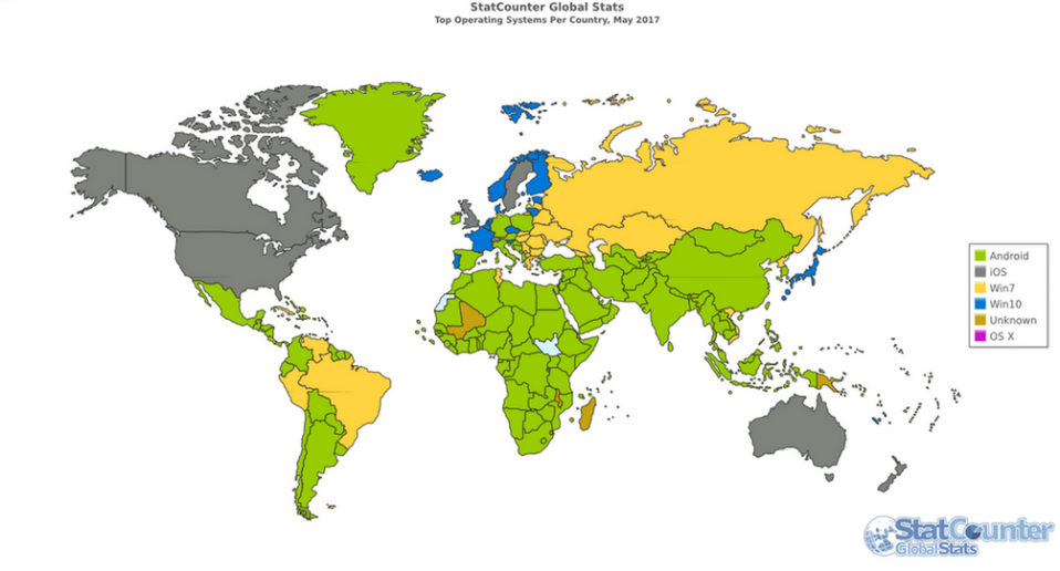 Imagen del día: el mapa mundial de Android e iOS — idealista/news
